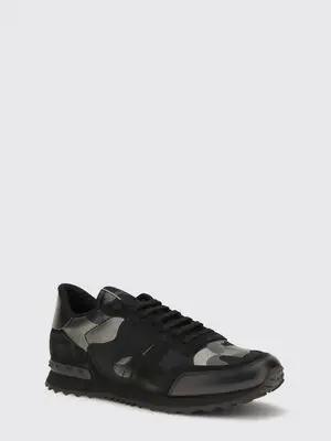 Valentino Garavani Rockrunner Low-top Sneakers In Leather And Suede With Camouflage Pattern