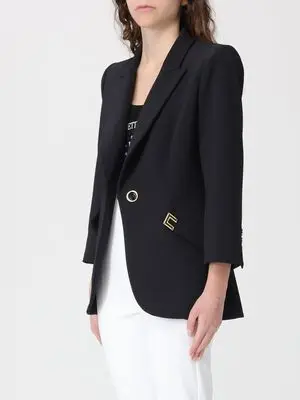 Elisabetta Franchi Crêpe Single Breasted Blazer - Black