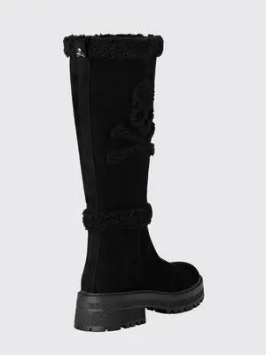 Philipp Plein Suede Knee-high Boots With Skull And Shearling Lining