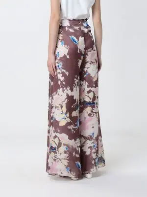 HANITA Printed Recycled Satin Palazzo Trousers - Ebony