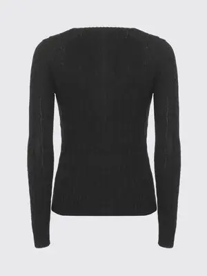 Ralph Lauren Cotton V-neck Sweater With Traces - Black