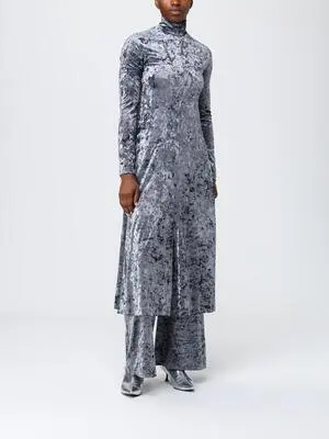 FORTE_FORTE Wide Leg Velvet Trousers - Grey