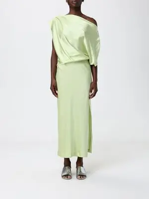 HANITA Satin Draped Dress - Lime
