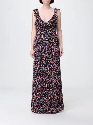 MAR DE MARGARITAS Long Dress In Printed Viscose - Black