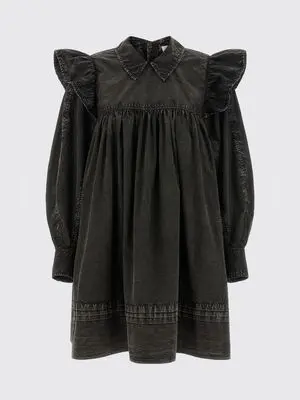 GANNI Organic Cotton Denim Flared Mini Dress