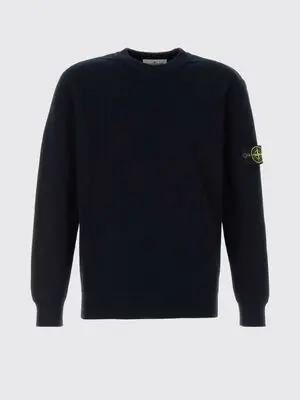 Stone Island Slim Fit Cotton Crew Neck Sweater With Compass Logo - Blue