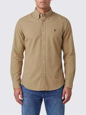 Polo Ralph Lauren Cotton Shirt With Button-down Collar And Logo - Camel
