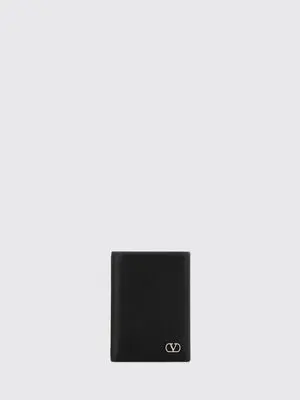 Valentino Garavani Vlogo Signature Grained Leather Wallet - Black