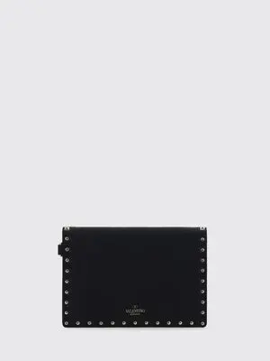 Valentino Garavani Rockstud Grained Calfskin Leather Pouch With Studs And Handle - Black