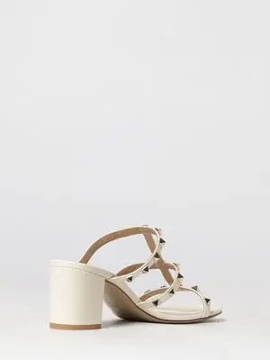 Valentino Garavani Valentino Garavani Studded Leather Mule Sandals Ivory