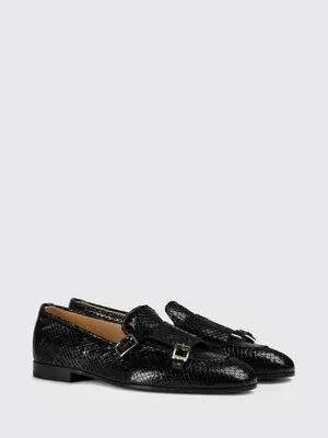DOUCAL'S Python Print Leather Monk Strap Shoes