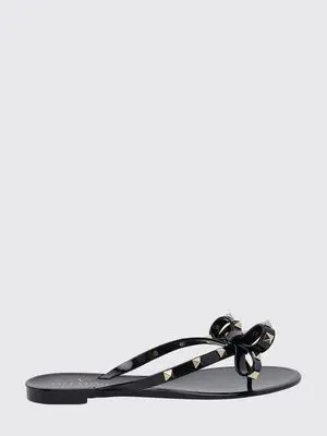 Valentino Garavani Rockstud Rubber Thong Sandals With Studs And Bow Detail - Black