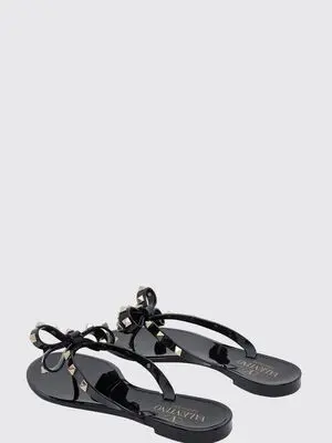 Valentino Garavani Rockstud Embellished Rubber Thong Sandals - Black