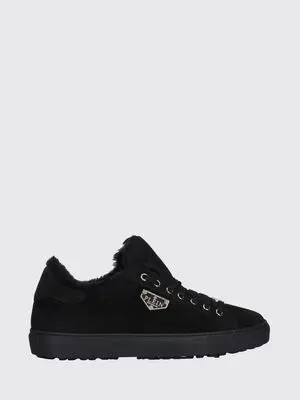 Philipp Plein Suede Low-top Sneakers With Shearling Lining - Black