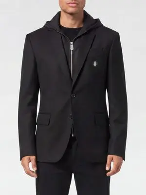 BILLIONAIRE Single-breasted Hooded Blazer - Black