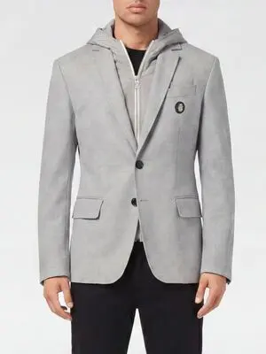 BILLIONAIRE Single-breasted Hooded Blazer - Grey