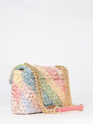 Kurt Geiger Kensington Bag In Striped Canvas With Sequins And Embellishments
