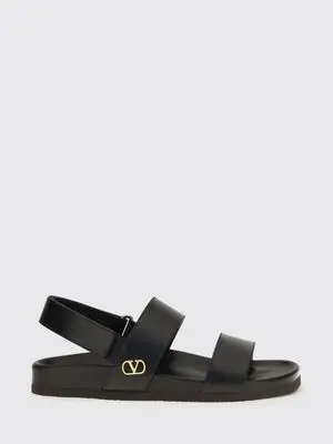 Valentino Garavani Vlogo Calfskin Leather Slingback Sandals - Black