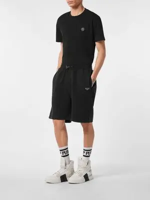 Philipp Plein Jersey Sport Shorts With Drawstring And Metallic Logo