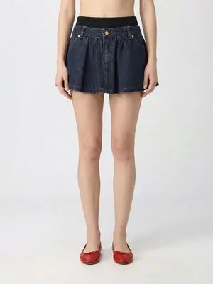 7 For All Mankind Cotton Denim Mini Skirt - Blue