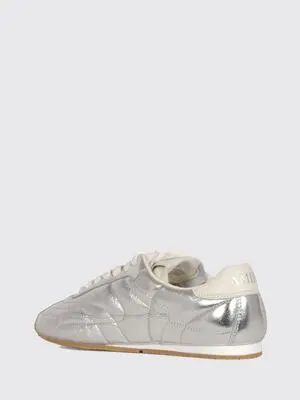 Amiri Pacific Football Slim Quilted Laminated Leather Sneakers - Silver