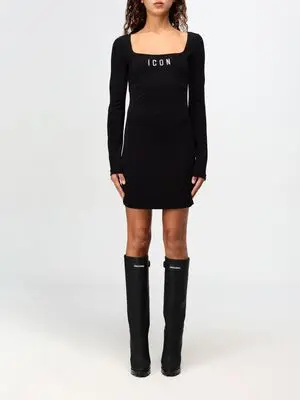 Dsquared2 Iconic Embellished Long Sleeve Dress - Black