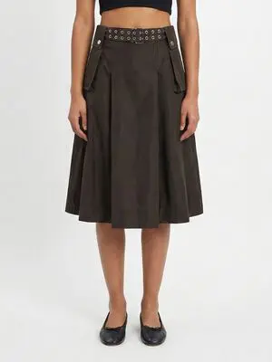 GANNI Technical Fabric Midi Skirt - Brown
