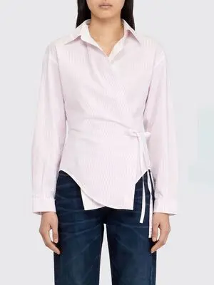 DIESEL® Cotton Poplin Wrap Shirt - Pink