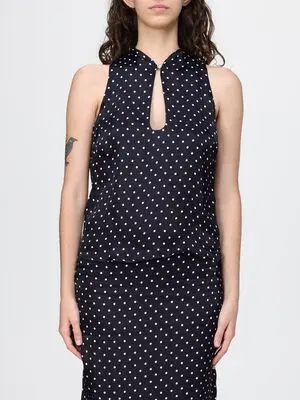 MAR DE MARGARITAS Polka Dot Satin Top - Blue