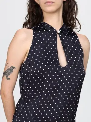 MAR DE MARGARITAS Polka Dot Satin Top - Blue