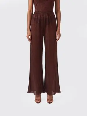Oseree Lurex Palazzo Trousers - Cocoa