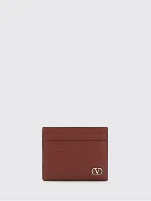 Valentino Garavani Vlogo Signature Calf Leather Flat Card Holder - Red