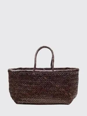 Dragon Diffusion Mini Flat Gora Bag In Woven Leather - Brown