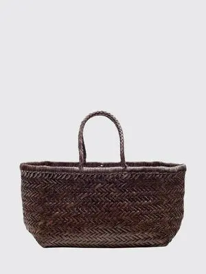 Dragon Diffusion Mini Flat Gora Bag In Woven Leather - Brown