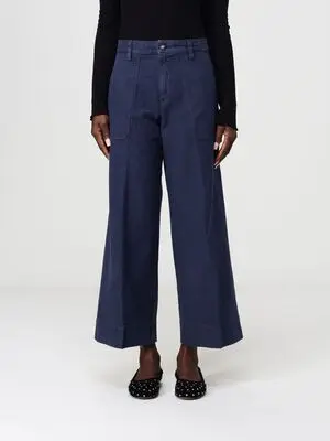 MASON'S Cotton Wide Leg Trousers Navy