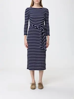 Ralph Lauren Striped Jersey Midi Dress - Blue
