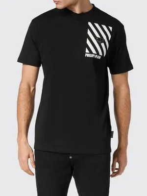 Philipp Plein Slim Fit Cotton T-shirt With Contrasting Logo - Black