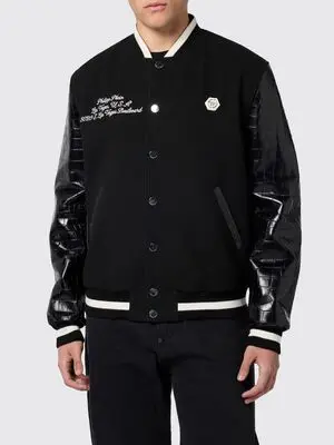 Philipp Plein Varsity Jacket With Textured Sleeves