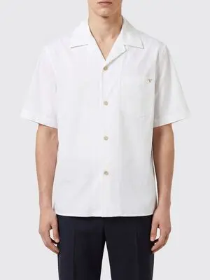 Valentino Garavani Slim Fit Cotton Bowling Shirt With Metallic Monogram - White