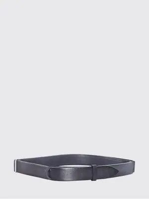 Orciani Nobuckle Grained Leather Belt - Blue