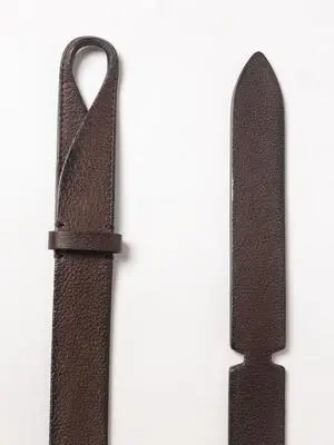 Orciani Nobuckle Grained Leather Belt - Dark