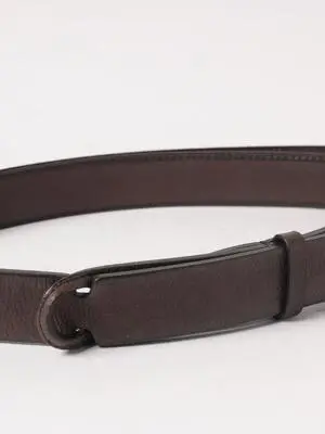 Orciani Nobuckle Grained Leather Belt - Dark