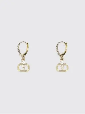 Valentino Garavani Vlogo Signature Pendant Earrings In Brass With Rhinestones - Gold