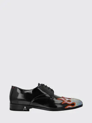 Philipp Plein Brushed Leather Oxford Shoes With Rhinestone Application - Black