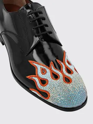 Philipp Plein Brushed Leather Oxford Shoes With Rhinestone Application