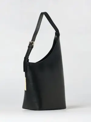Just Cavalli Embroidered Logo Faux Leather And Raffia Shoulder Bag