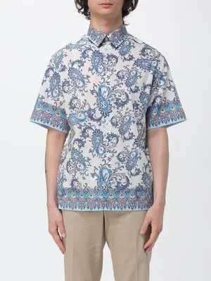 Etro Cotton Shirt With Paisley Print - Blue