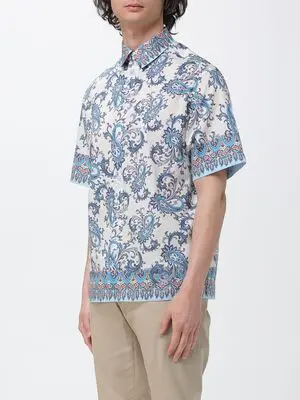 Etro Cotton Shirt With Paisley Print - Blue