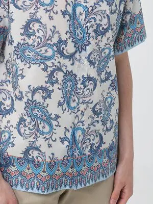 Etro Cotton Shirt With Paisley Print - Blue