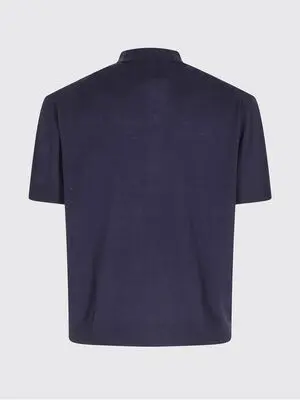 PAOLO PECORA Silk Knit Polo Shirt - Blue